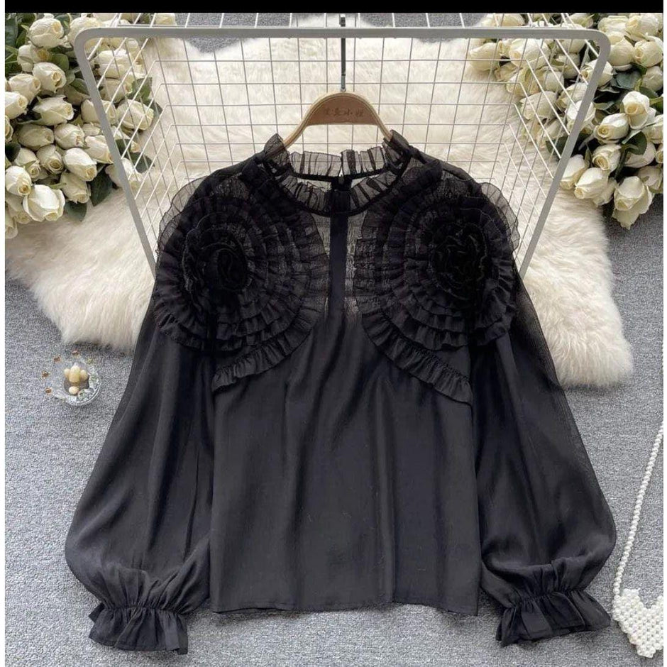 Long Sleeve Lace Flower Top – YELLOW SUB TRADING