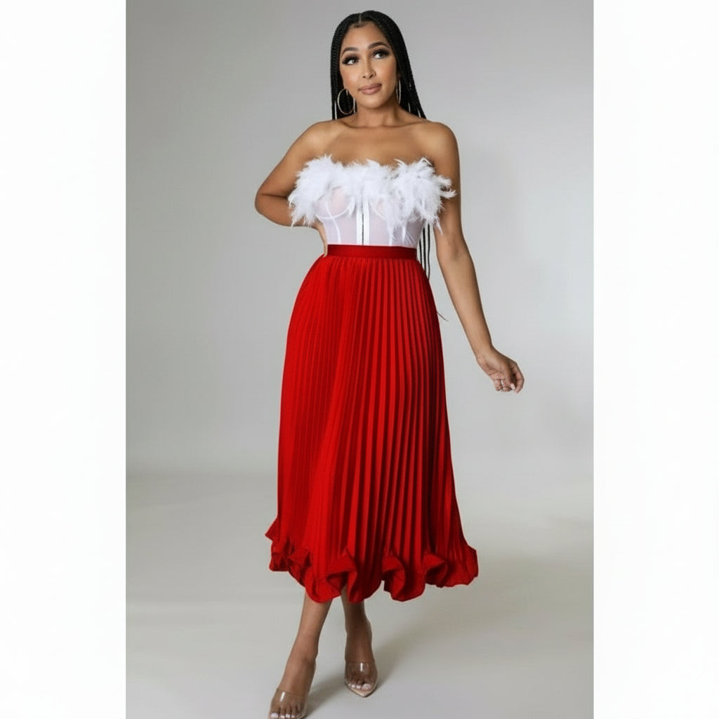 Pleated high Waisted Ruffle Skirt — YELLOW SUB TRADING