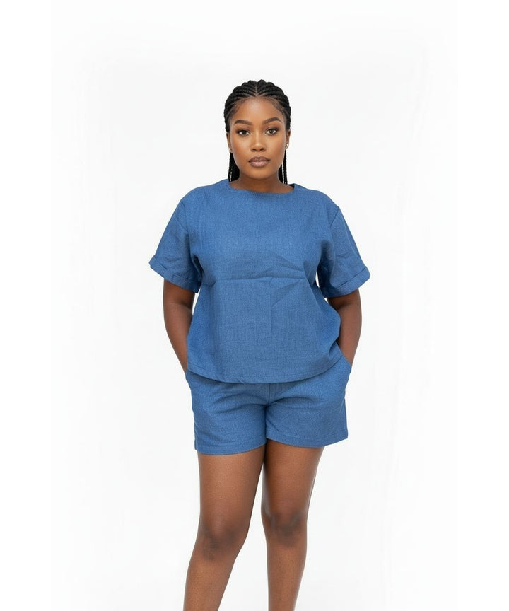 Denim Short Sleeve Top & Pants 2 Piece Set – YELLOW SUB TRADING