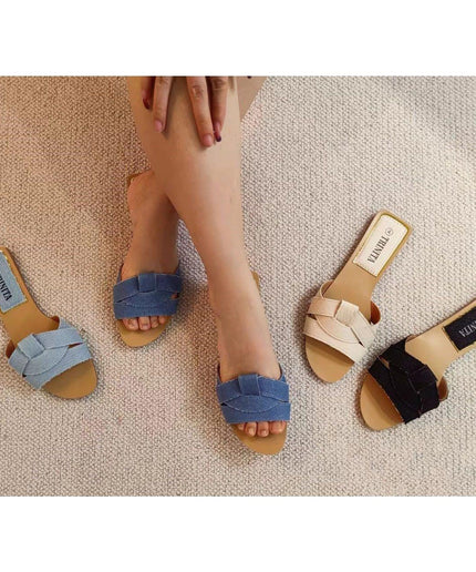 Denim Flat Sandals – YELLOW SUB TRADING