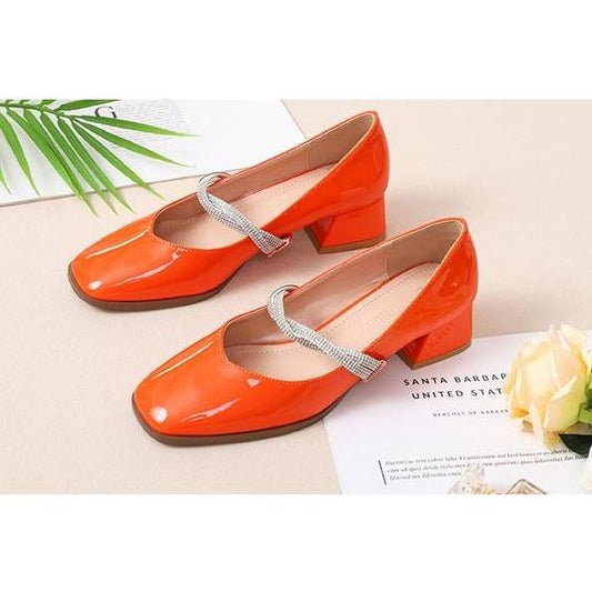 Rhinestone Short Thick Heel – YELLOW SUB TRADING