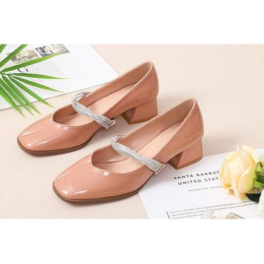 Rhinestone Short Thick Heel – YELLOW SUB TRADING