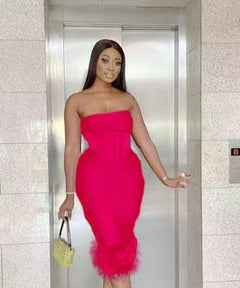 Sleeveless Feather Bodycon Dress – YELLOW SUB TRADING