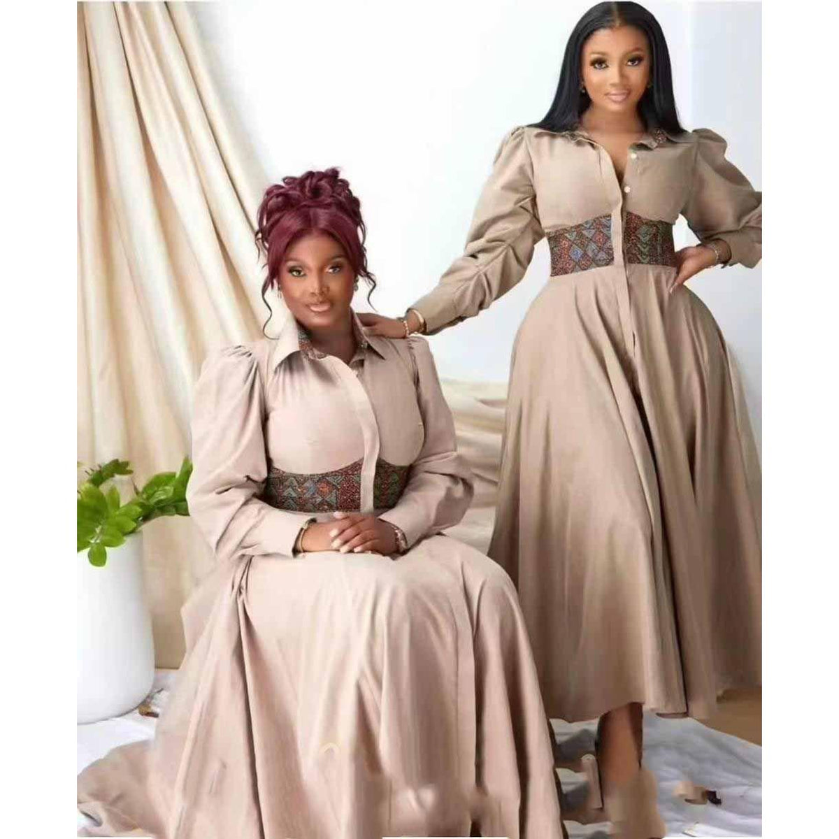 Sexy Buttoned Long Sleeve Dress — YELLOW SUB TRADING