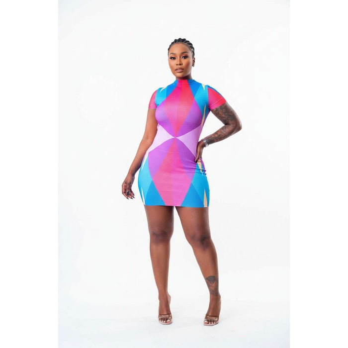 Turtleneck Bodycon Multi-Color Dress — YELLOW SUB TRADING