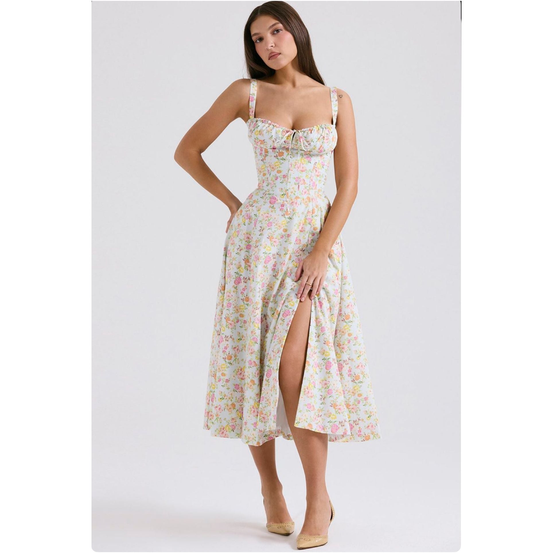 Floral Print Cotton Bustier Sundress. – YELLOW SUB TRADING
