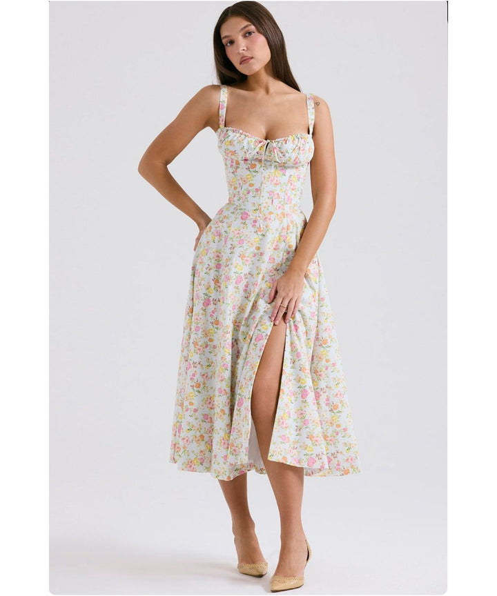 Floral Print Cotton Bustier Sundress. – YELLOW SUB TRADING