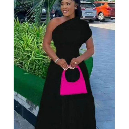 ONE HAND OFF SHOULDER MAXI DRESS – YELLOW SUB TRADING