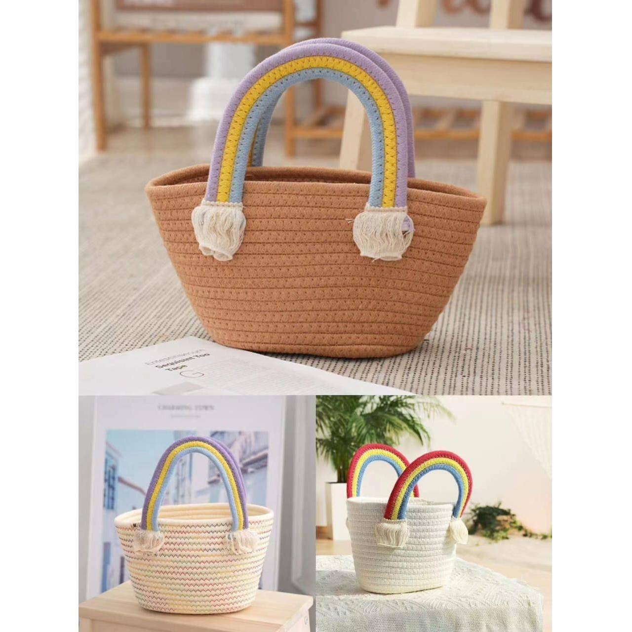 Cute Rainbow Handle Rope Vacation Handbag. – YELLOW SUB TRADING