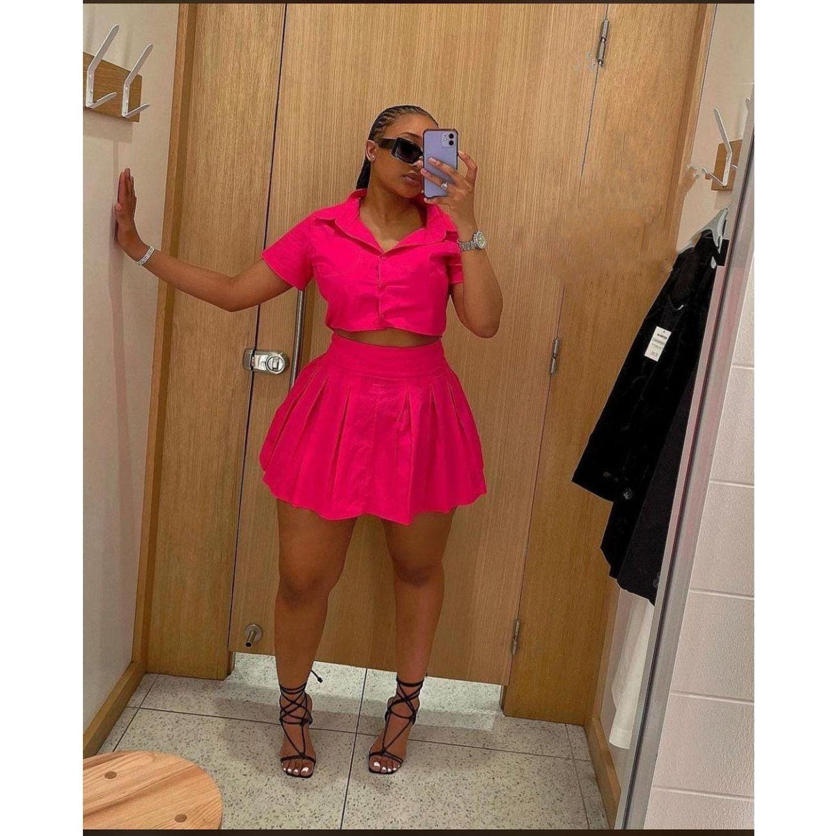 Pleated Mini Skirt and Crop Top Set — YELLOW SUB TRADING