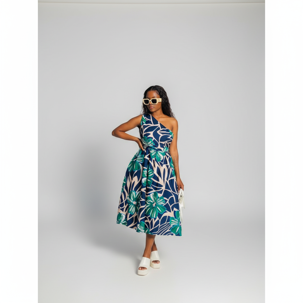 One Hand Off Shoulder Floral Dress – YELLOW SUB TRADING