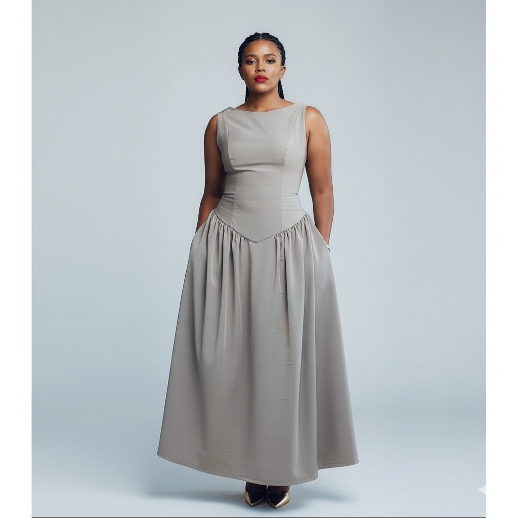 Sleeveless Corset Pleated Maxi Dress. – YELLOW SUB TRADING