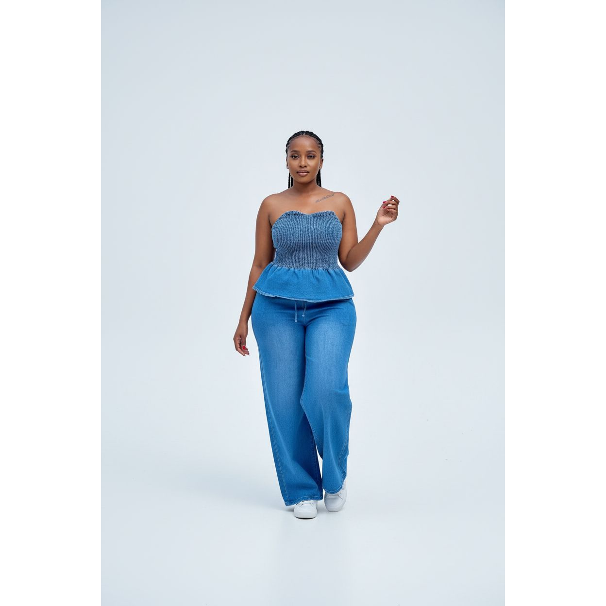 Denim Tube Tops Wide Leg Strapless Pant Sets. – YELLOW SUB TRADING