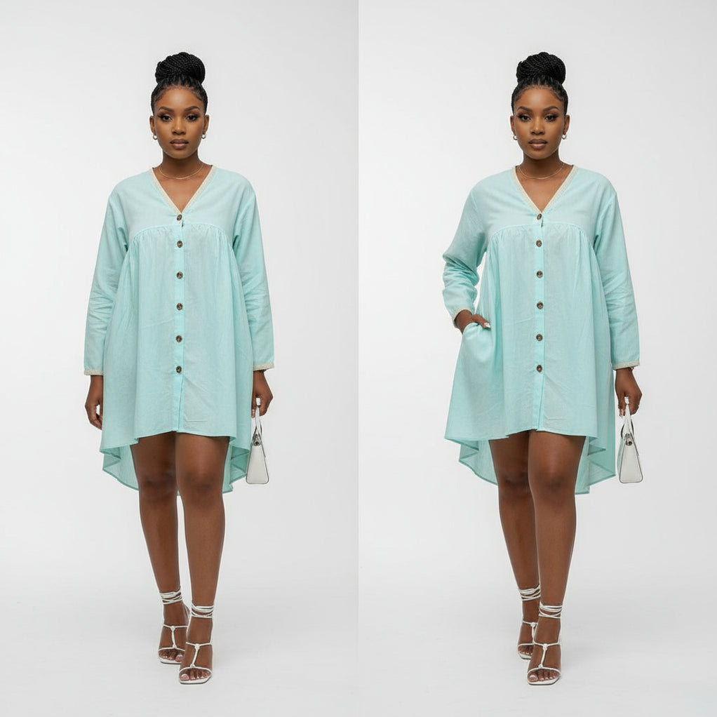 V-Neck Midi Bubble Dress — YELLOW SUB TRADING