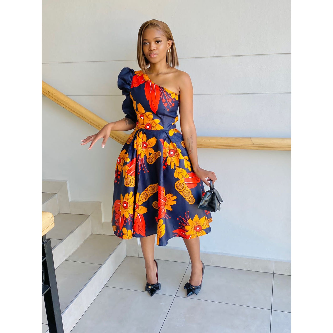 One Hand Off Shoulder Midi Dress — YELLOW SUB TRADING