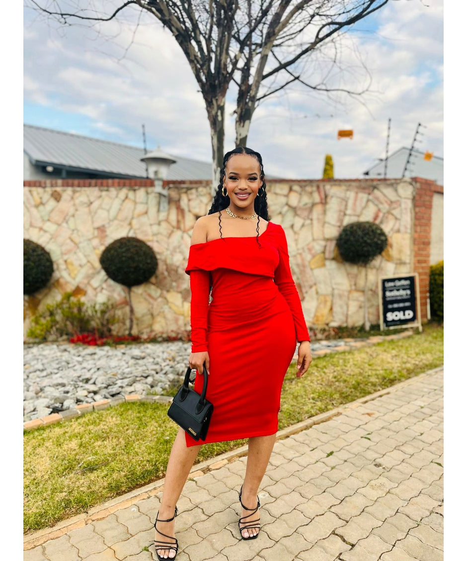 Bodycon One Hand Off Shoulder Dress – YELLOW SUB TRADING