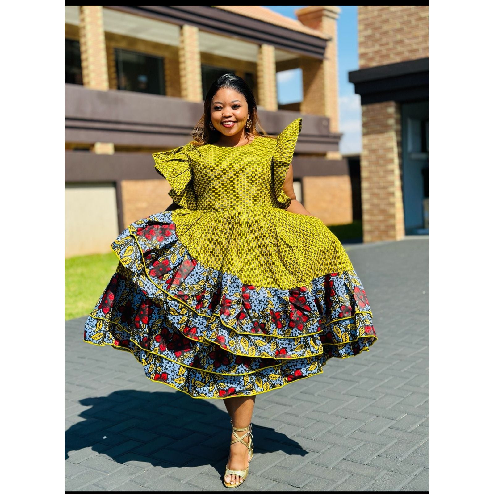 Pocket high quality ankara dress – YELLOW SUB TRADING