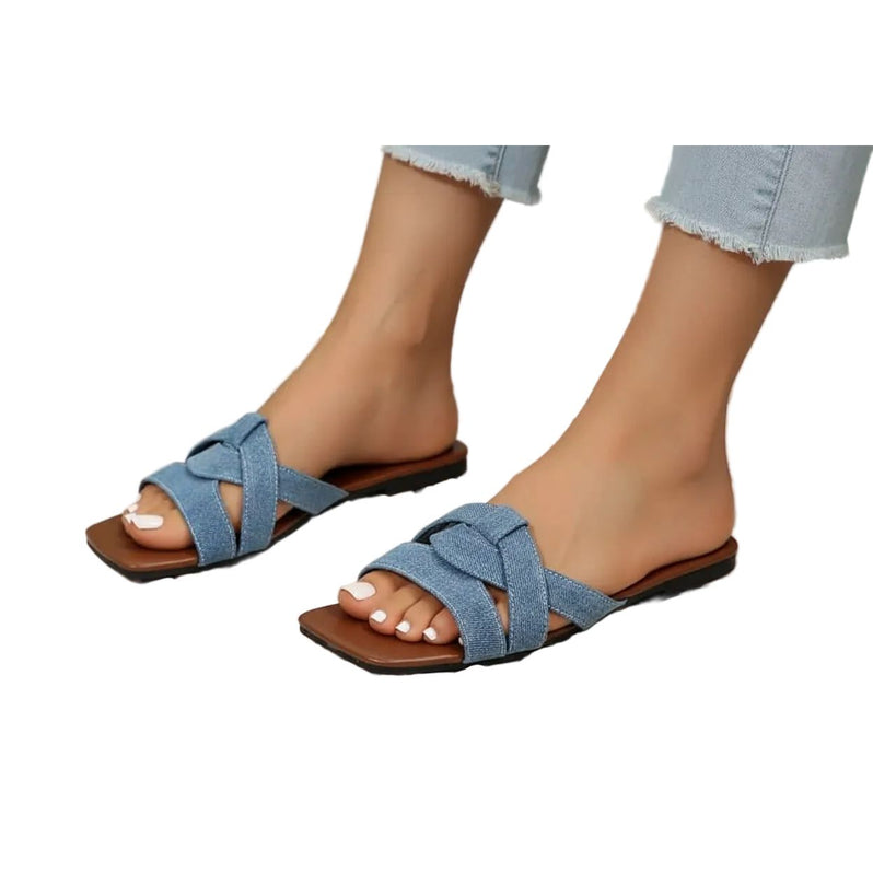 Denim Flat Sandals — YELLOW SUB TRADING