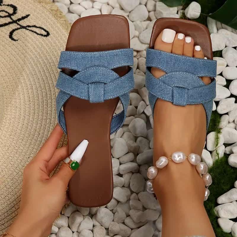 Denim Flat Sandals – YELLOW SUB TRADING