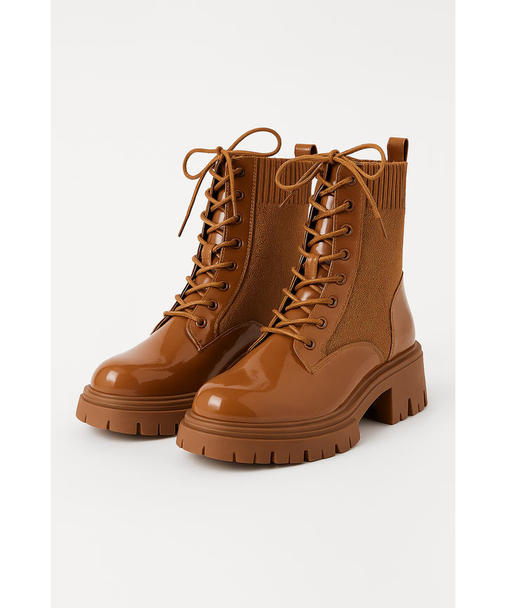 Ribbed Detailed Lace Up Combat Ankle Boots – YELLOW SUB TRADING