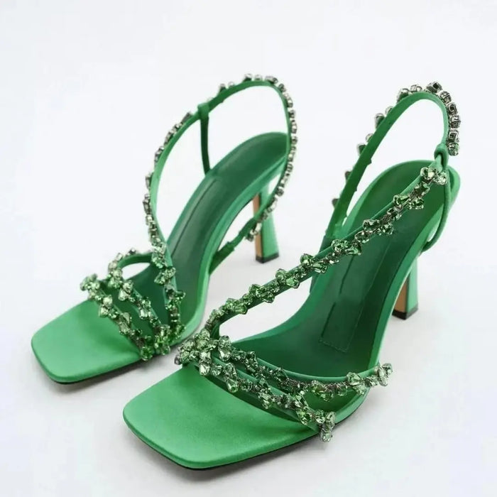 Sexy Gemstone Short Heel Sandals — YELLOW SUB TRADING