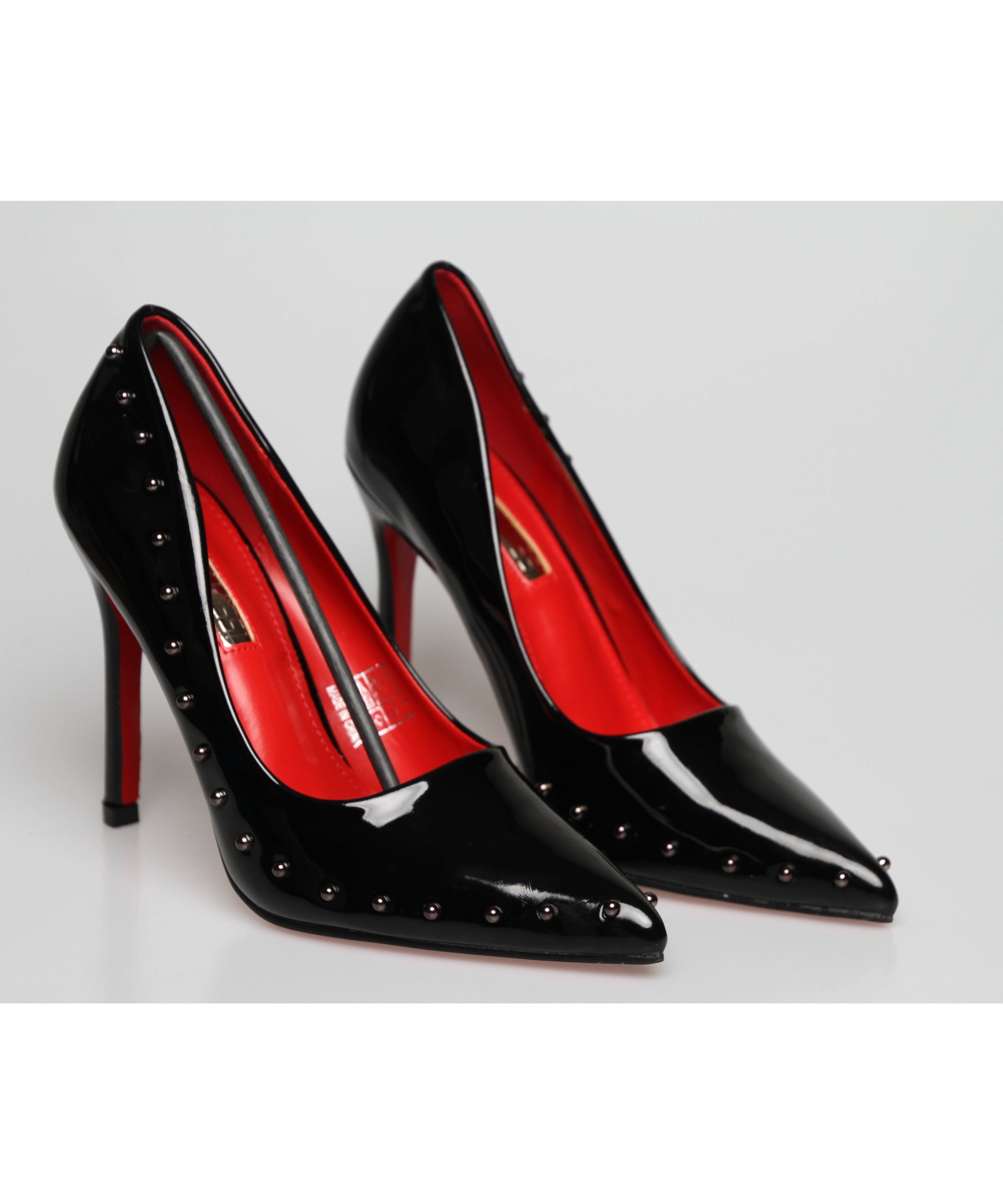 Red Sole Black Patent Rivet High Heel – YELLOW SUB TRADING