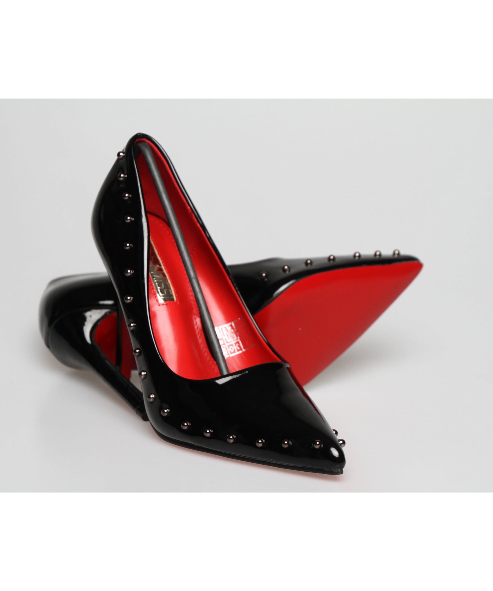 Red Sole Black Patent Rivet High Heel – YELLOW SUB TRADING