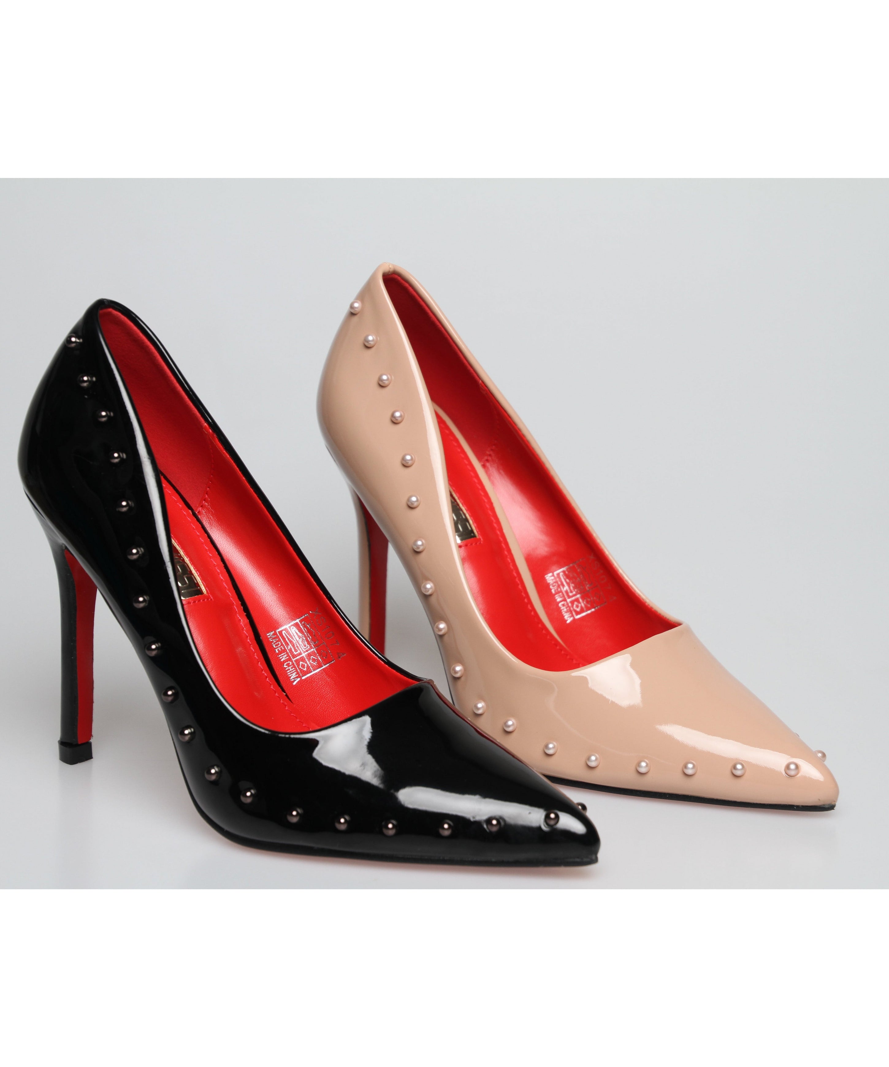 Red Sole Black Patent Rivet High Heel – YELLOW SUB TRADING