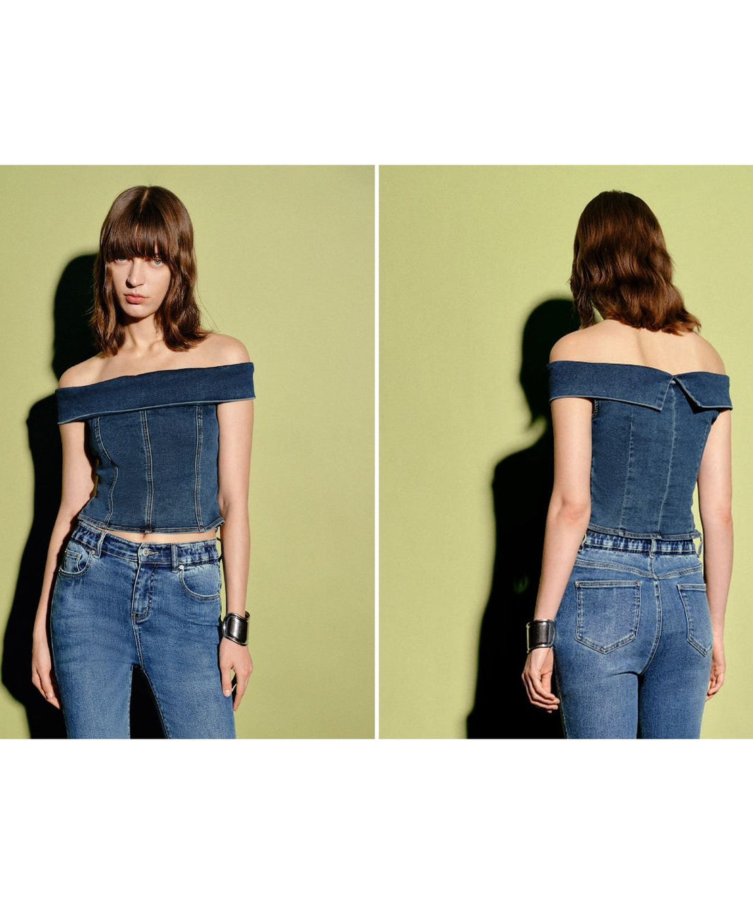 Denim Off-Shoulder Bustier Top. – YELLOW SUB TRADING