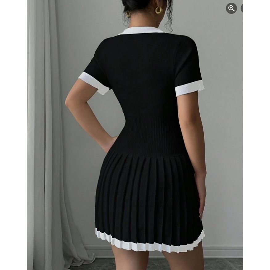 Drop V-Neck Casual Pleated Sweater Mini Dress – YELLOW SUB TRADING