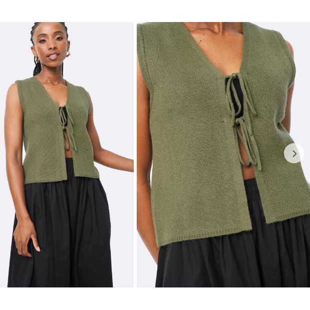 Tie Front String Panel Short Sleeve Waistcoat – YELLOW SUB TRADING