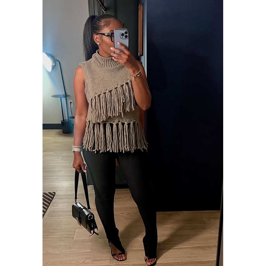 Fringe Round Neck Sleeveless Swing Tassel Party Top Tank – YELLOW SUB ...