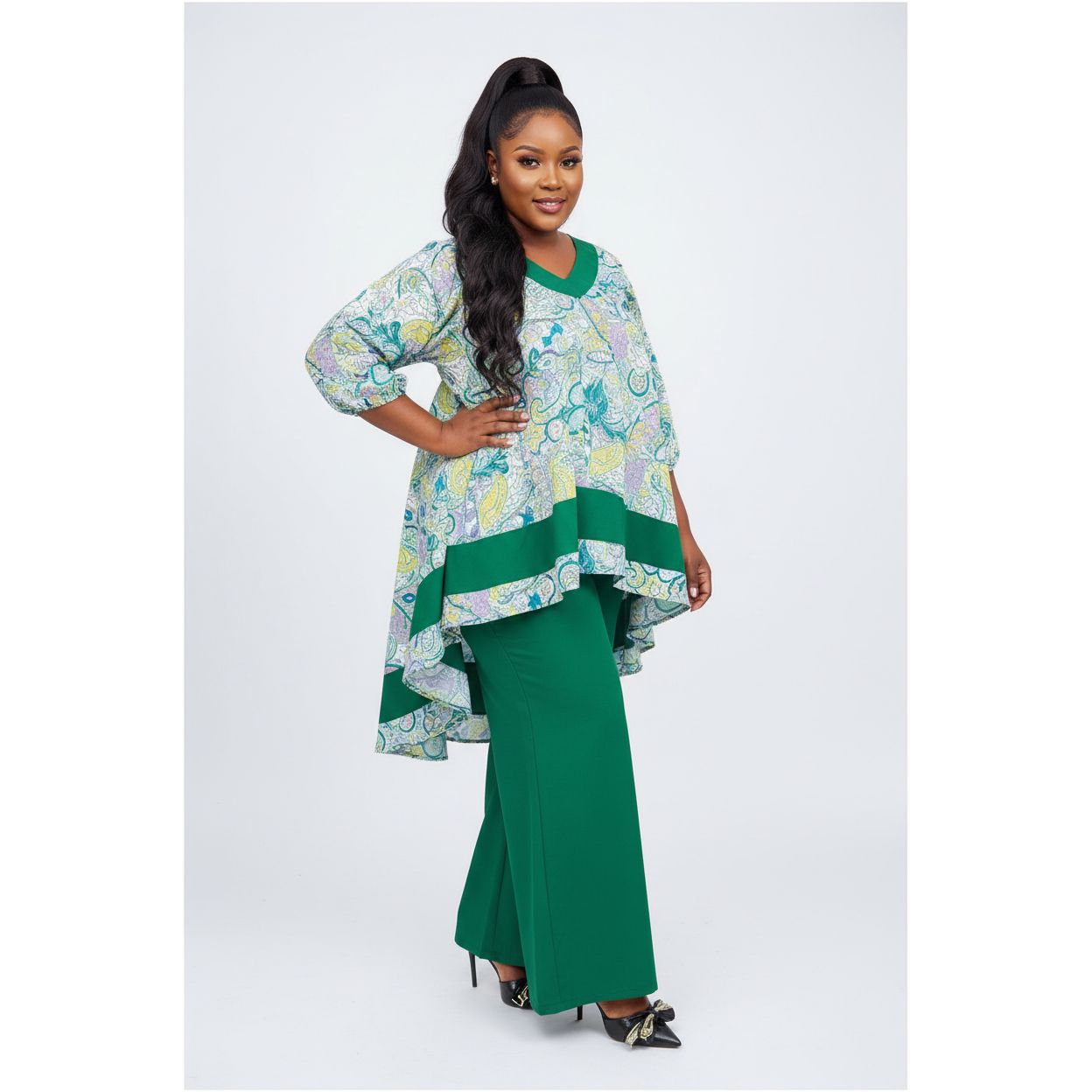 Floral Printed Hi-Low Top & Wide-Leg Pants Set – YELLOW SUB TRADING