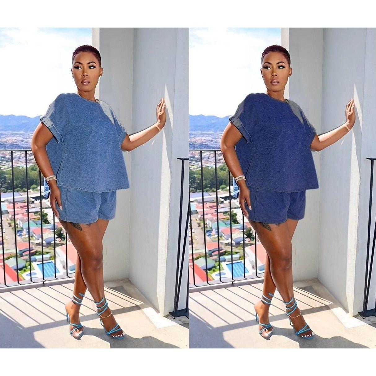 Denim Short Sleeve Top & Pants 2 Piece Set – YELLOW SUB TRADING