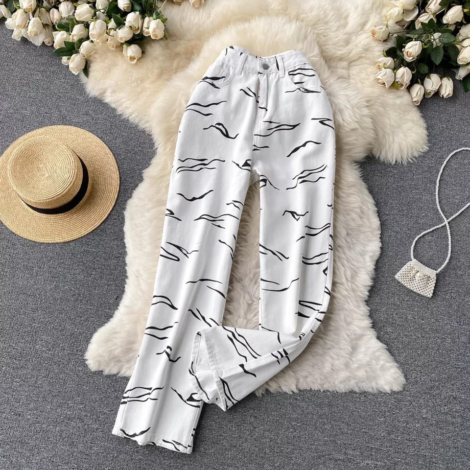 High Waisted Zebra Printed Denim Jean – YELLOW SUB TRADING