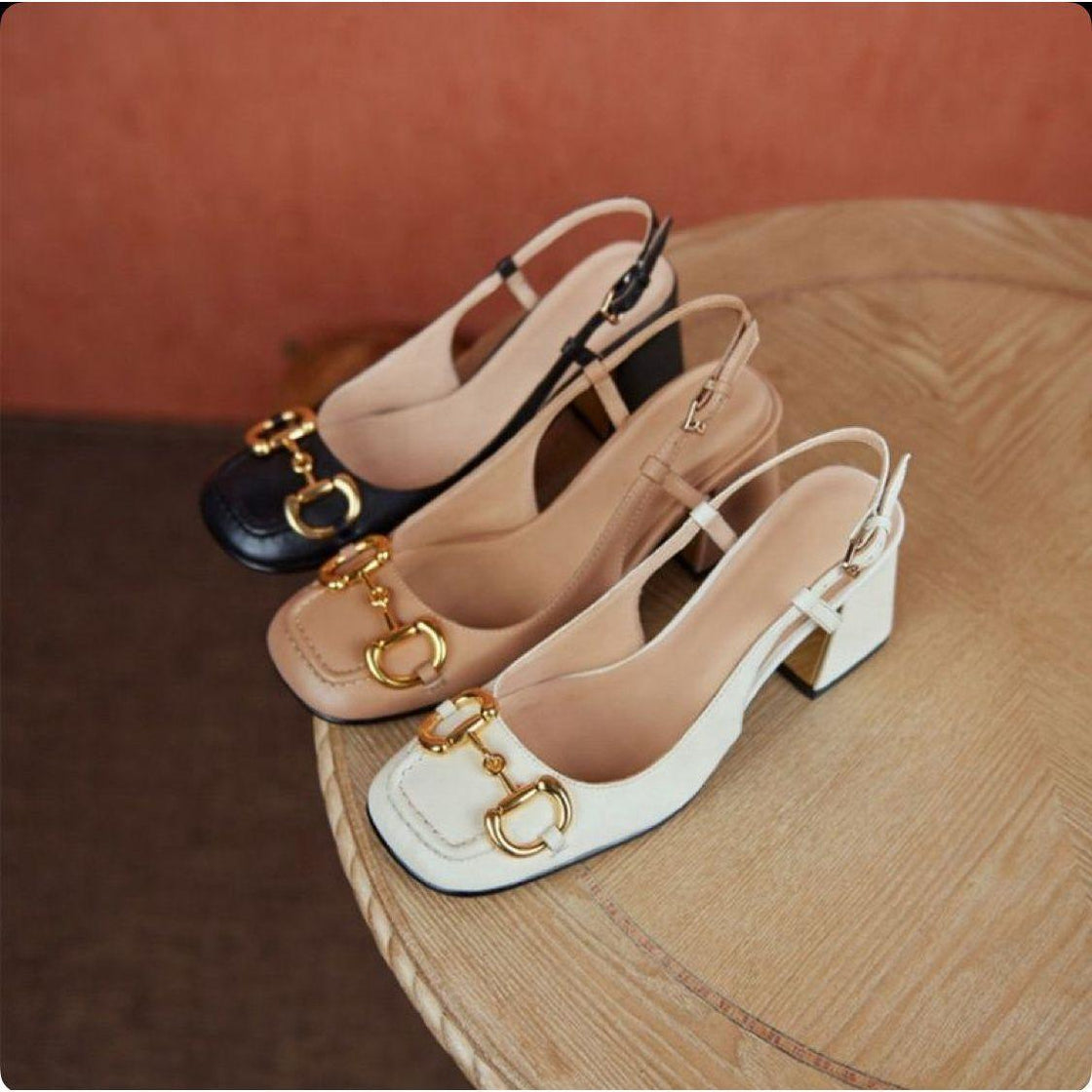 Square Toe Chunky Heel Shoes — YELLOW SUB TRADING