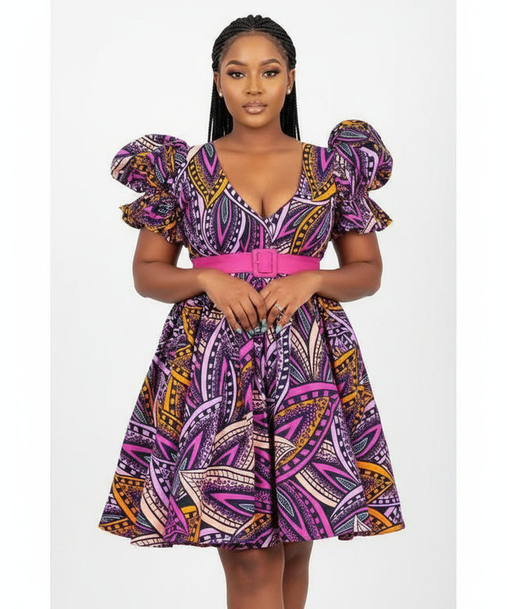 African Print Flare Midi Dress. – YELLOW SUB TRADING
