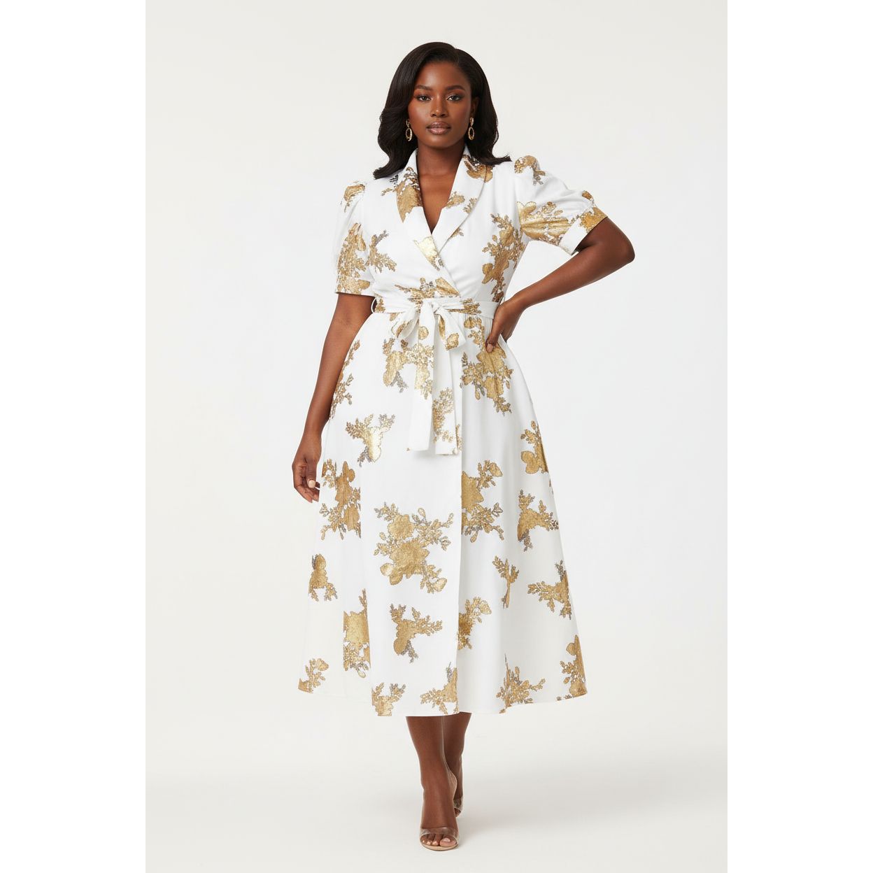 Floral Deep V-Neck A-line Midi Dress – YELLOW SUB TRADING