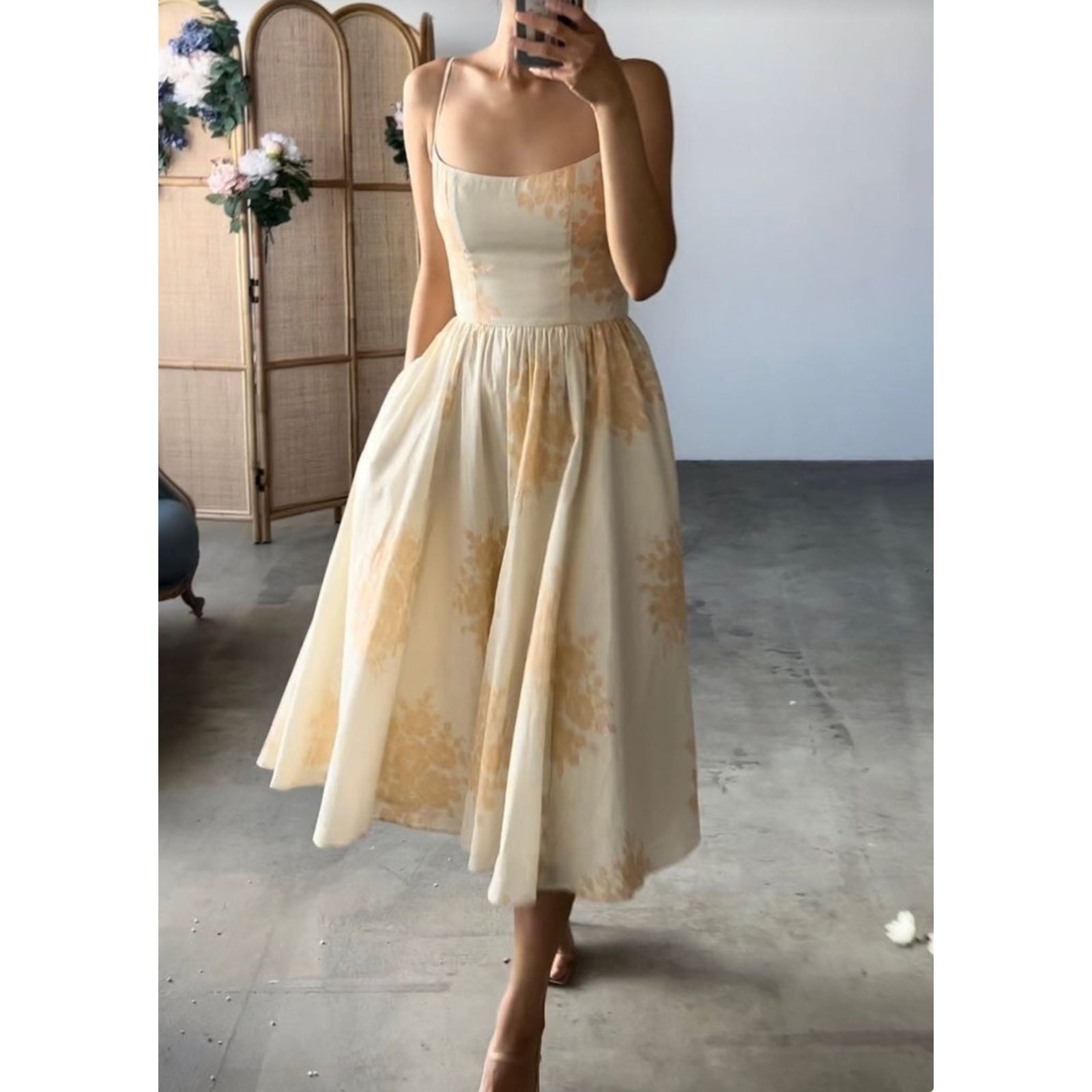 Sleeveless Floral A Line Fit Flare Midi Dress – YELLOW SUB TRADING