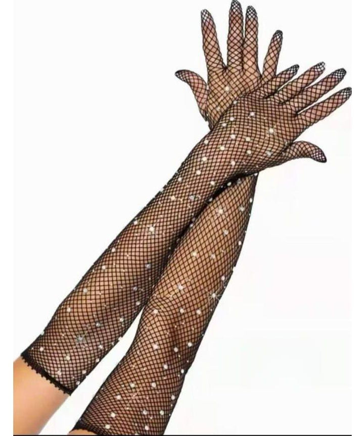 Rhinestone Fishnet Hand Gloves – YELLOW SUB TRADING