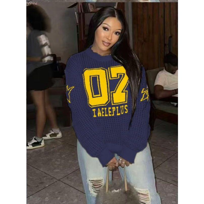 Round-Neck Numbers Print Pullover Sweater – YELLOW SUB TRADING