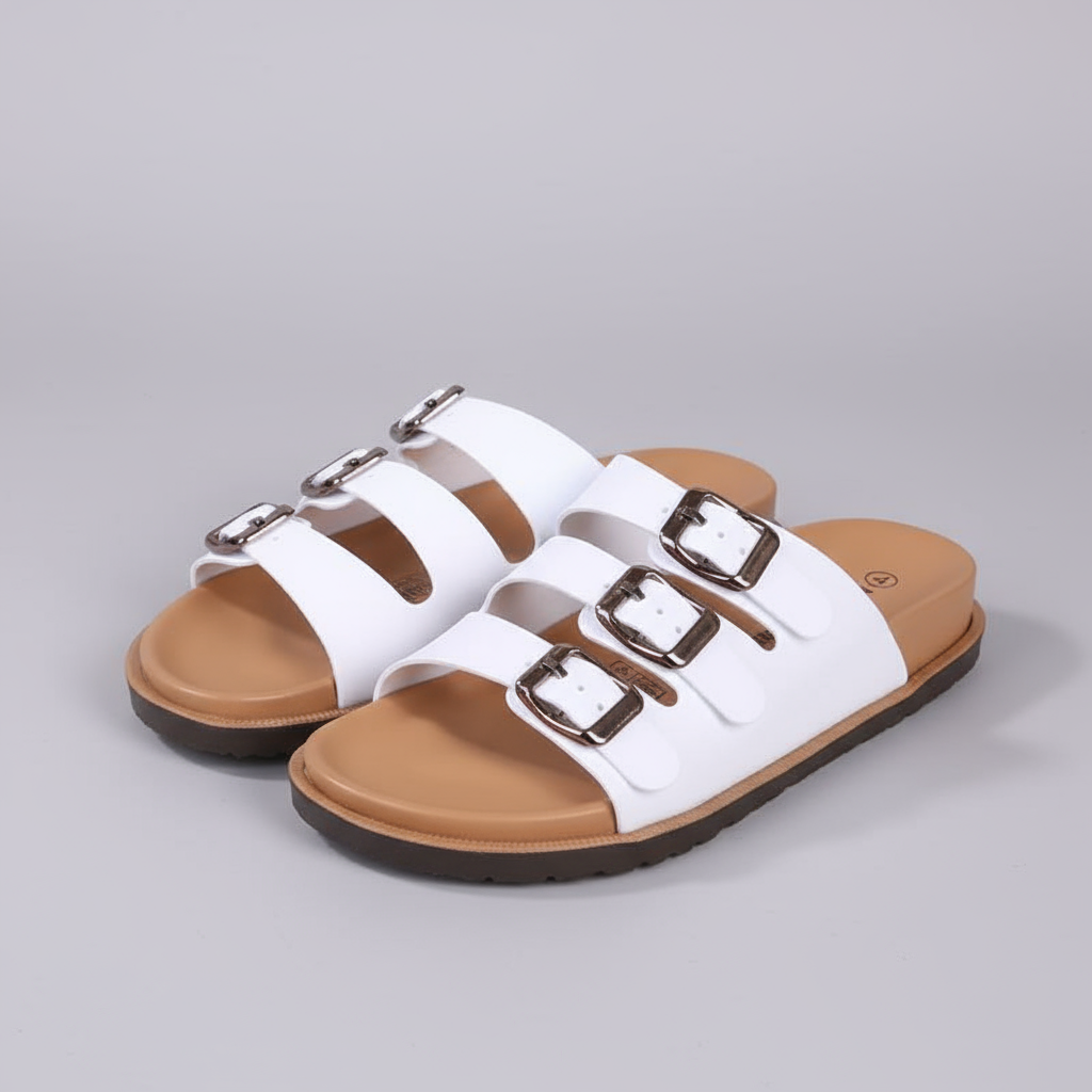 Open-Toe Design Triple Buckle Closure Sandals – YELLOW SUB TRADING