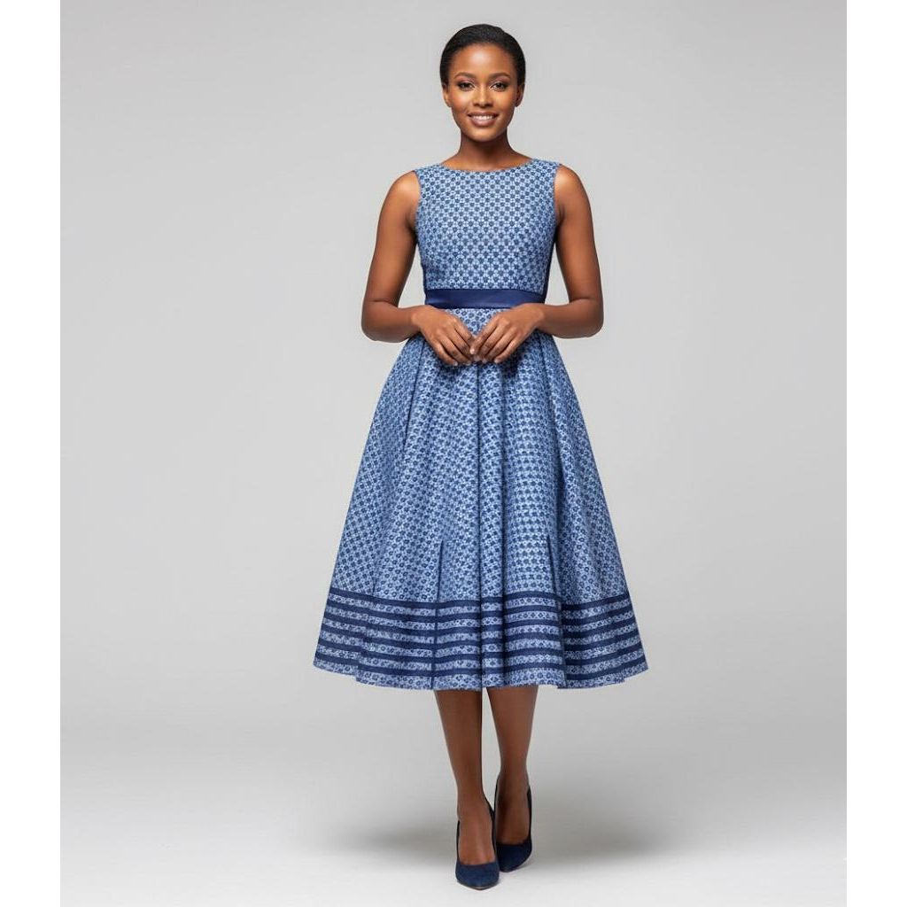 Sleeveless Sesotho Traditional Ankara Pleated Dress. – YELLOW SUB TRADING