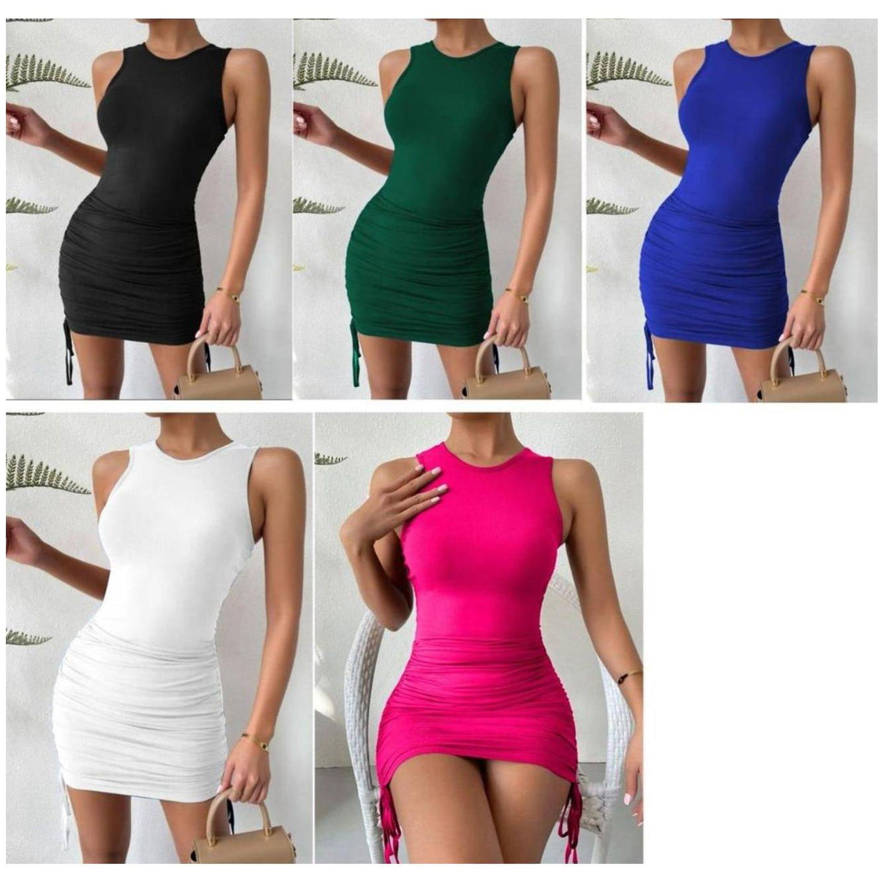 Ruched Drawstring Side Solid Bodycon Dress. – YELLOW SUB TRADING