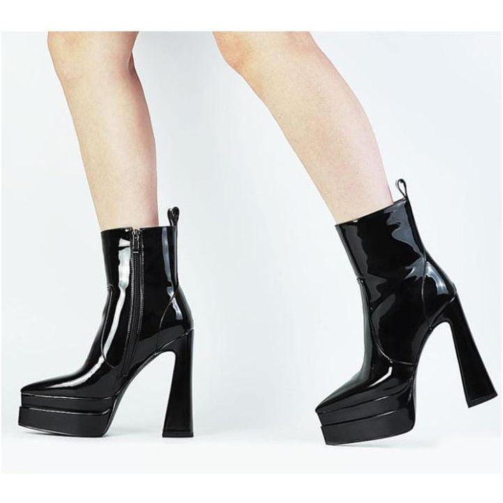 Chunky Platform Thick Leather Heel Boots – YELLOW SUB TRADING