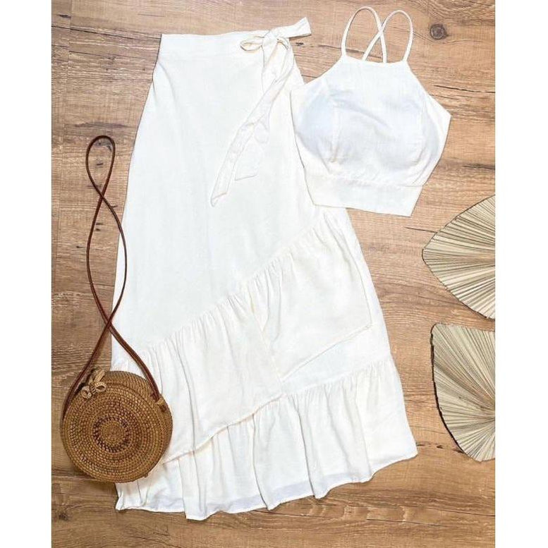 Sleeveless Top and Bottom Pleated Skirt Set — YELLOW SUB TRADING