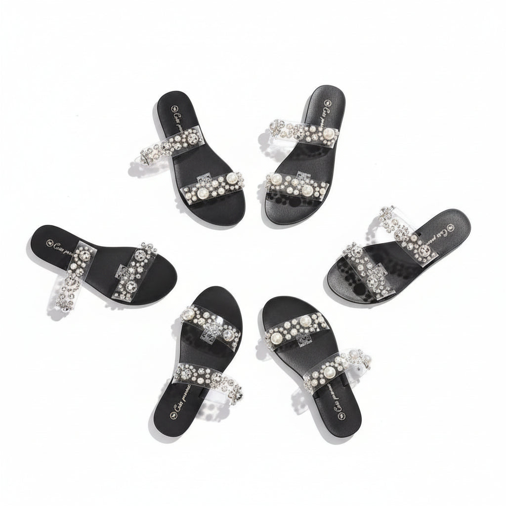 Casual Pearls Flat Sandals — YELLOW SUB TRADING