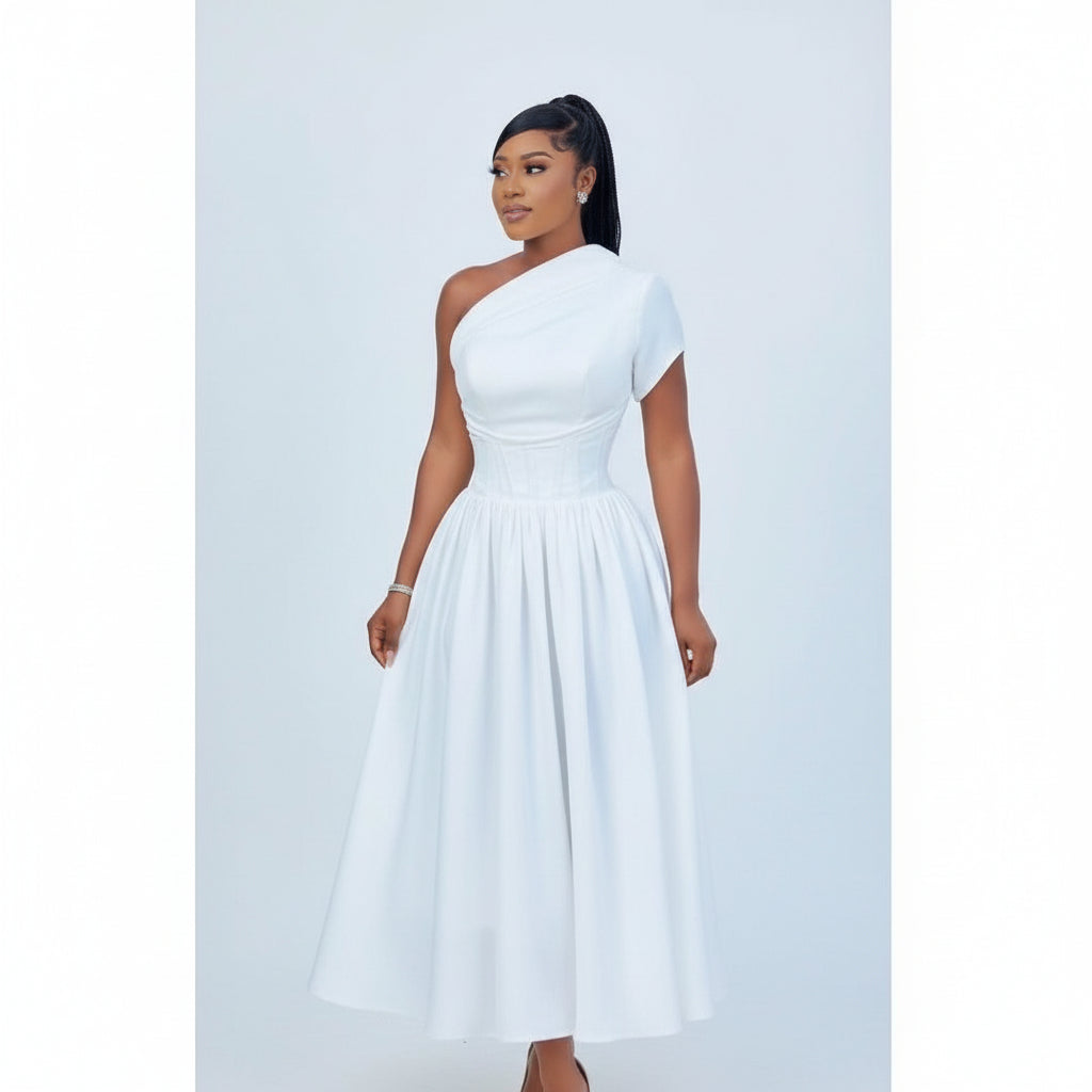 ONE HAND OFF SHOULDER MAXI DRESS – YELLOW SUB TRADING