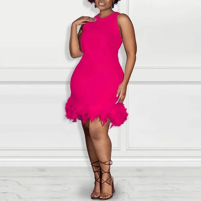 Sleeveless Feather Dress — YELLOW SUB TRADING