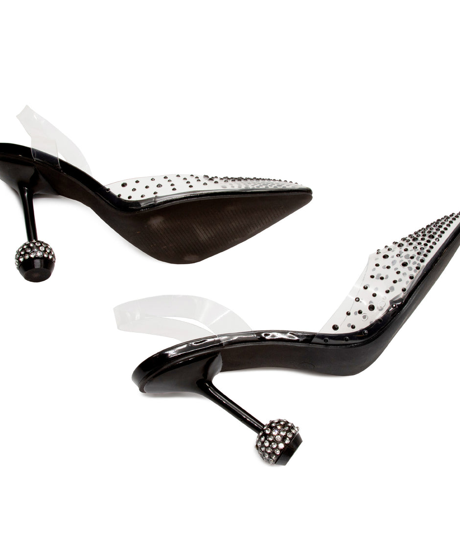 Glitter crystal PVC Lace-Up Heel – YELLOW SUB TRADING